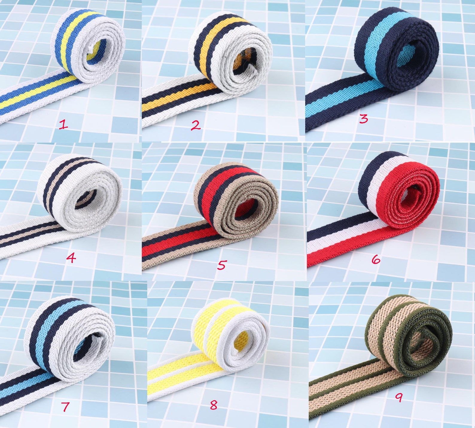 38mm wide striped webbing 1 1/2 colorful polyester | Etsy