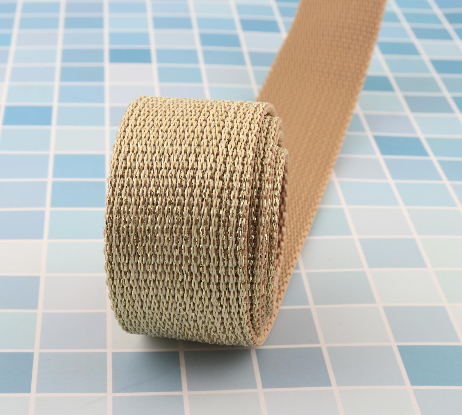 38mm Wide 1 1/2" Gold Color Webbing Cotton Canvas Webbings for Bag Belt ...