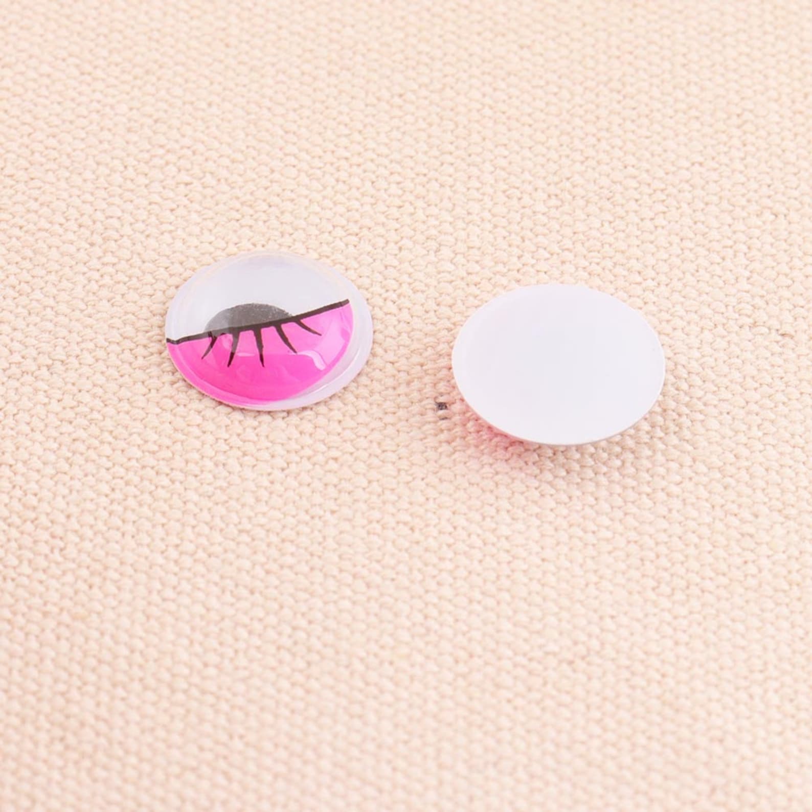 100pcs Movable Glue Eyes With Lashes,15mm Pink Moving Movable Wiggly ...