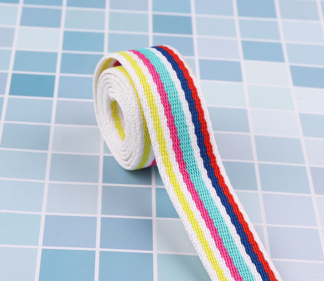 1 Inch 25mm Colorful Striped Elastic, Colored Elastic Webbing,waistband ...
