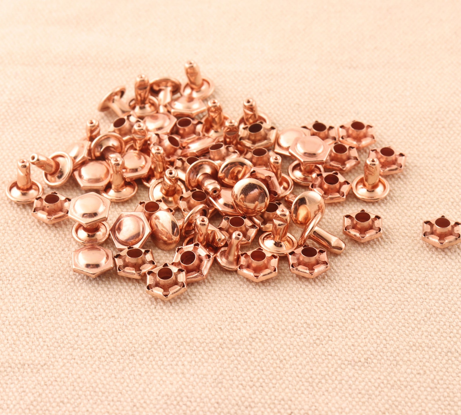 100pcs 89mm Double Cap Rivets Hexagon Shape Rose Gold Color | Etsy