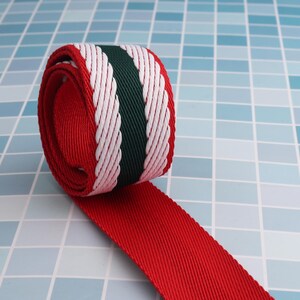 1 1/2" 38mm Wide Striped Webbing Red Color Cotton Webbing Polyester Key ...