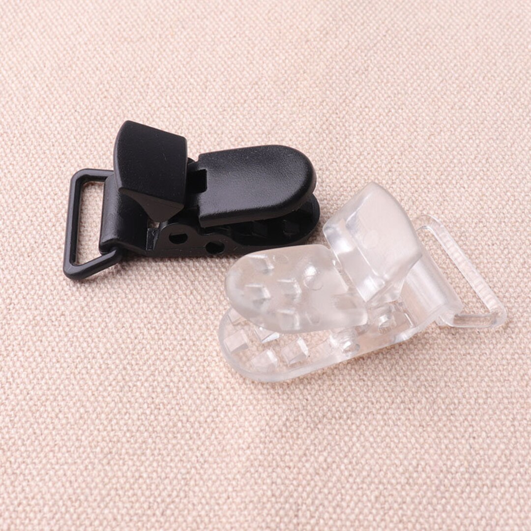 10pcs Plastic Holder Clip Clear and Black Plastic Pacifier Clip 40*20mm ...