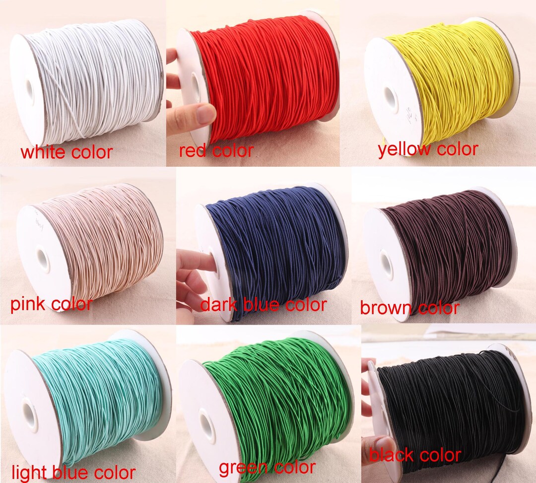 50yds Elastic Cord Colorful 1.0mm Stretch Drawstring, Nylon Wrapped ...