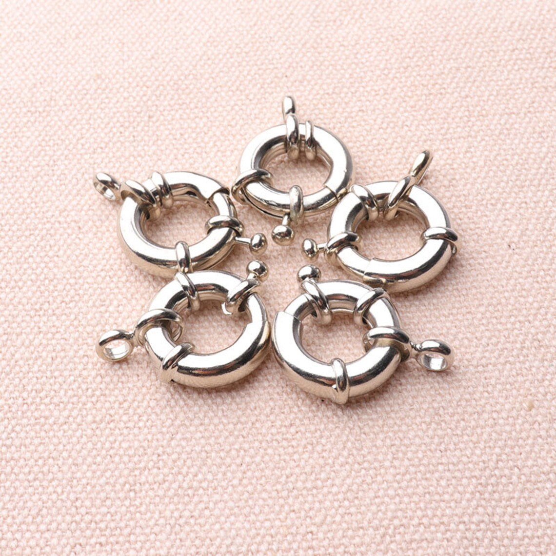 12pcs 17mm Silver Spring Clasp Open Ring Loop Connectors Closure ...