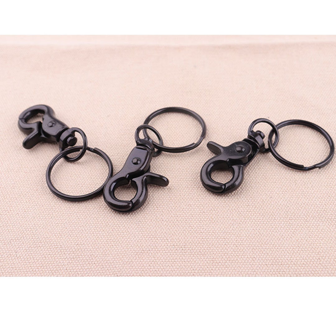 10pcs Black Key Chain,swivel Trigger Clasp With Key Ring , Findings ...