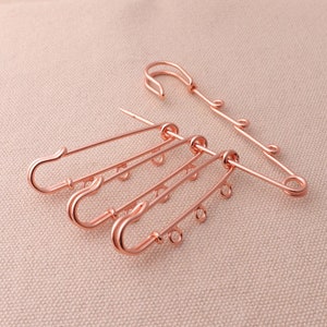 Kilt Pin With Loops Rose Gold Safety Pin Brooch 3 Loops and 4 Loops 78mm,50mm Large Safety Pins ...