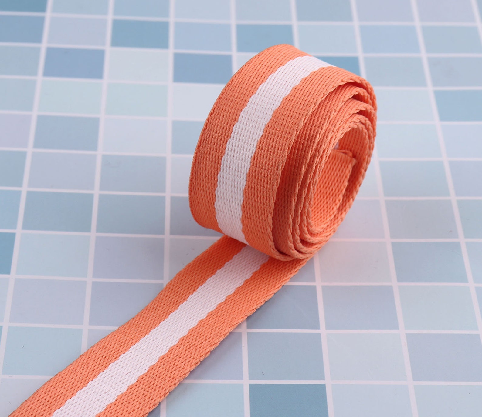 Soft Webbing1''25mm Light Orangewhite Poly - Etsy