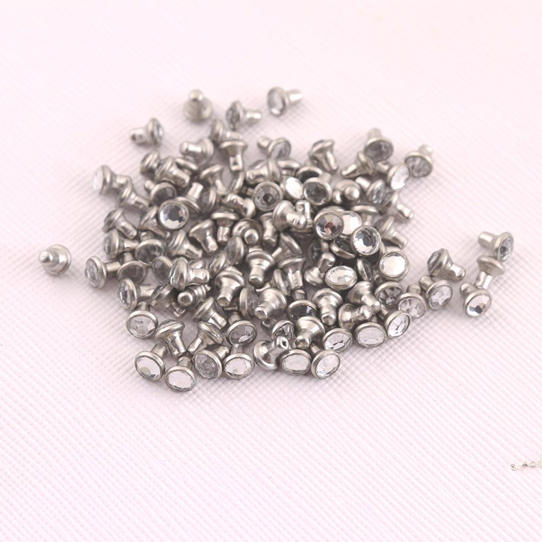 100pcs Rhinestone Rivets Nailhead Rivets 5mm Tiny Diamond Riveting ...