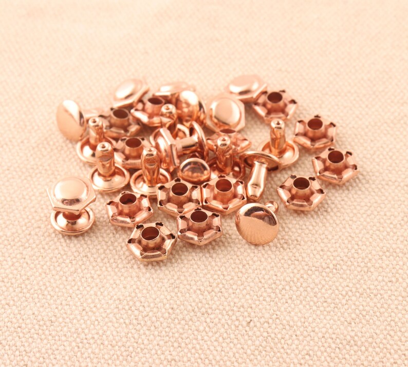 100pcs 89mm Double Cap Rivets Hexagon Shape Rose Gold Color | Etsy