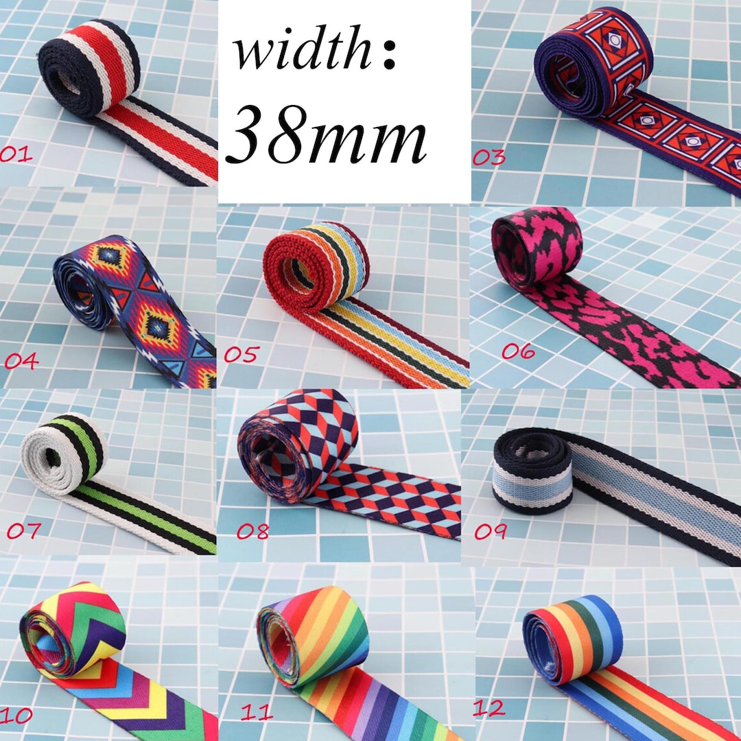 38mm Wide 1 1/2" Colorful Webbing Cotton Nylon Stripe Webbing Leash ...