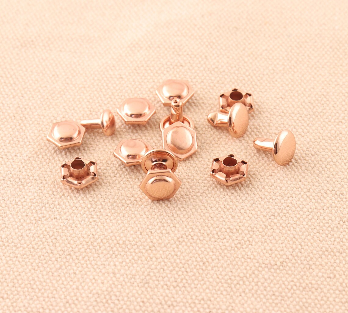 100pcs 89mm Double Cap Rivets Hexagon Shape Rose Gold Color | Etsy