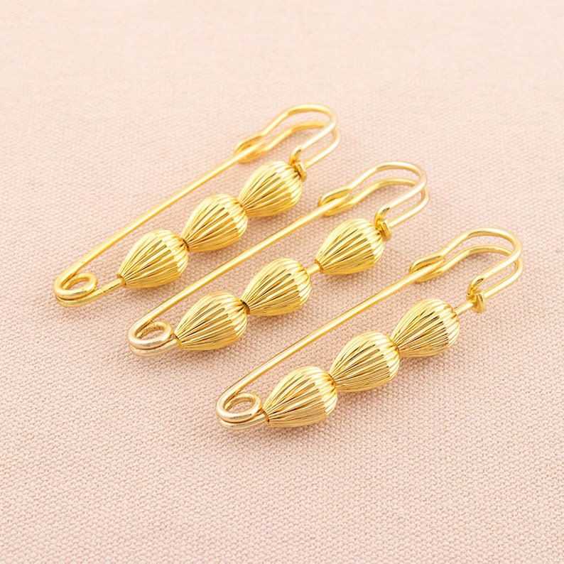 Jumbo Safety Pins With Teardrop Beads Gold New Design 76mm - Etsy