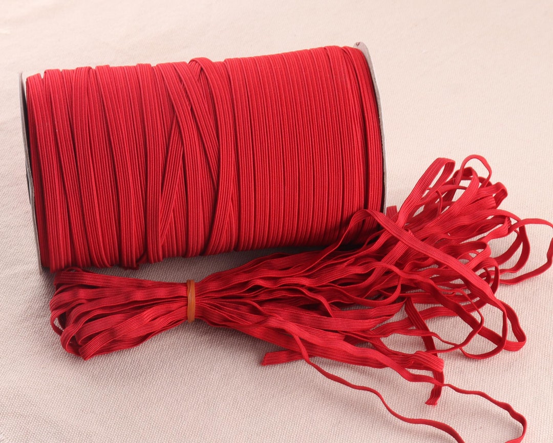 1/4" (6mm)elastic Band Red Color Flat Elastic Cord Stretch Cord High ...