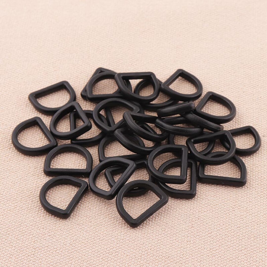 20pcs Black Small Plastic D-rings Tiny 14mm Inner Size Bag Strap D-ring ...