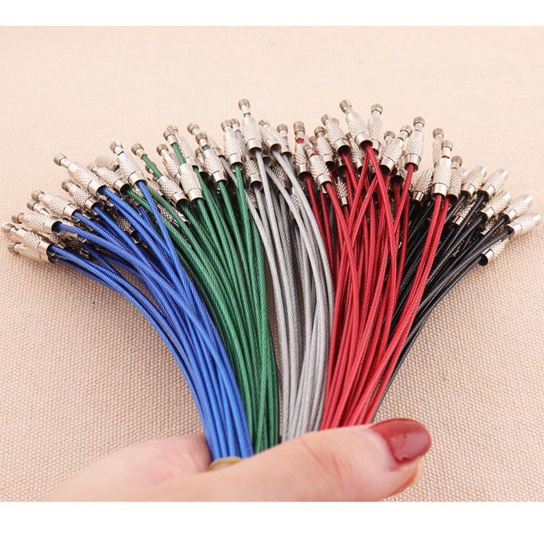 10pcs Stainless Steel Wire Keyrings Cable Rope Key Holder - Etsy