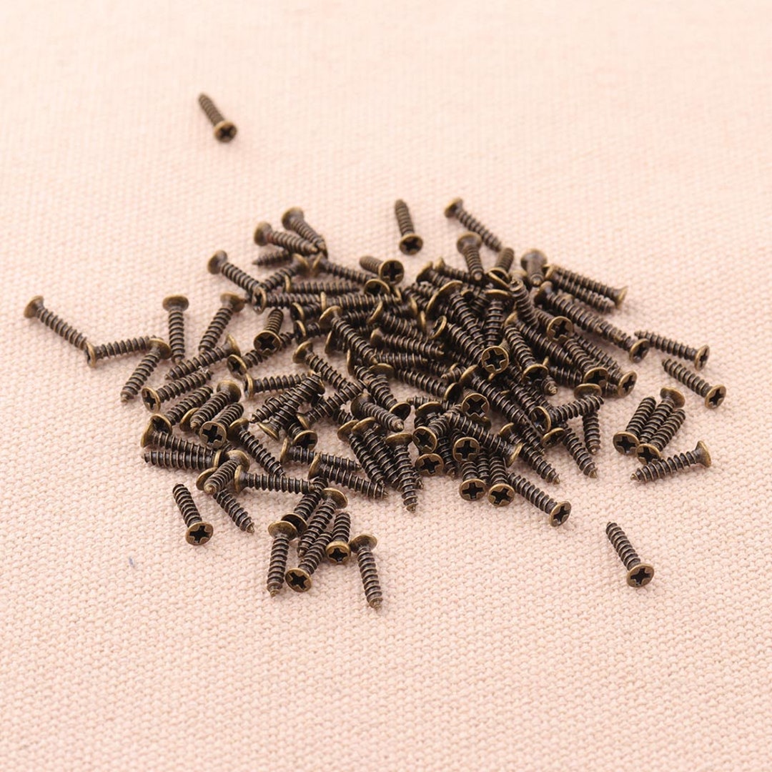 100pcs Screws Bronze Iron Small Wood Screw Metal Rustic Fastener Hinge ...