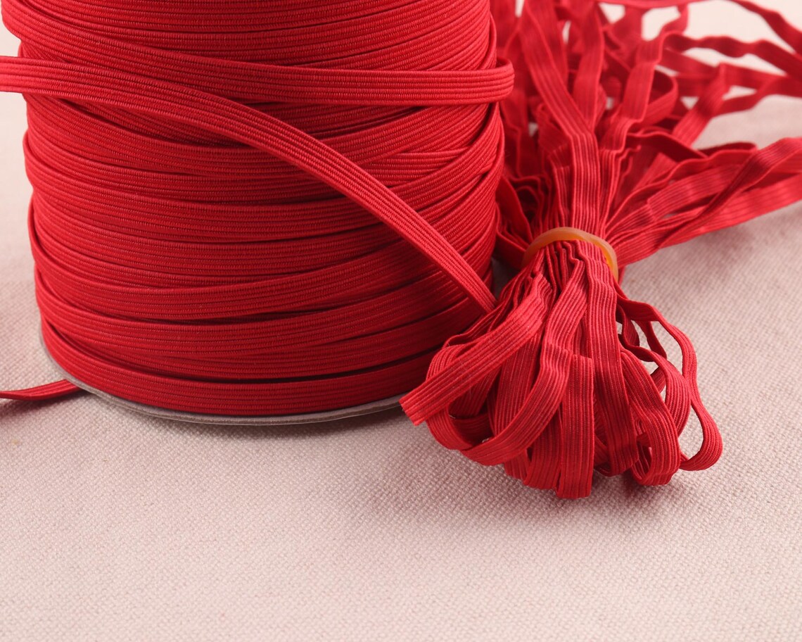 1/4 6mmelastic Band Red Color Flat Elastic Cord - Etsy