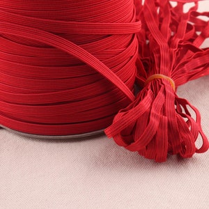 1/4" (6mm)elastic Band Red Color Flat Elastic Cord Stretch Cord High ...