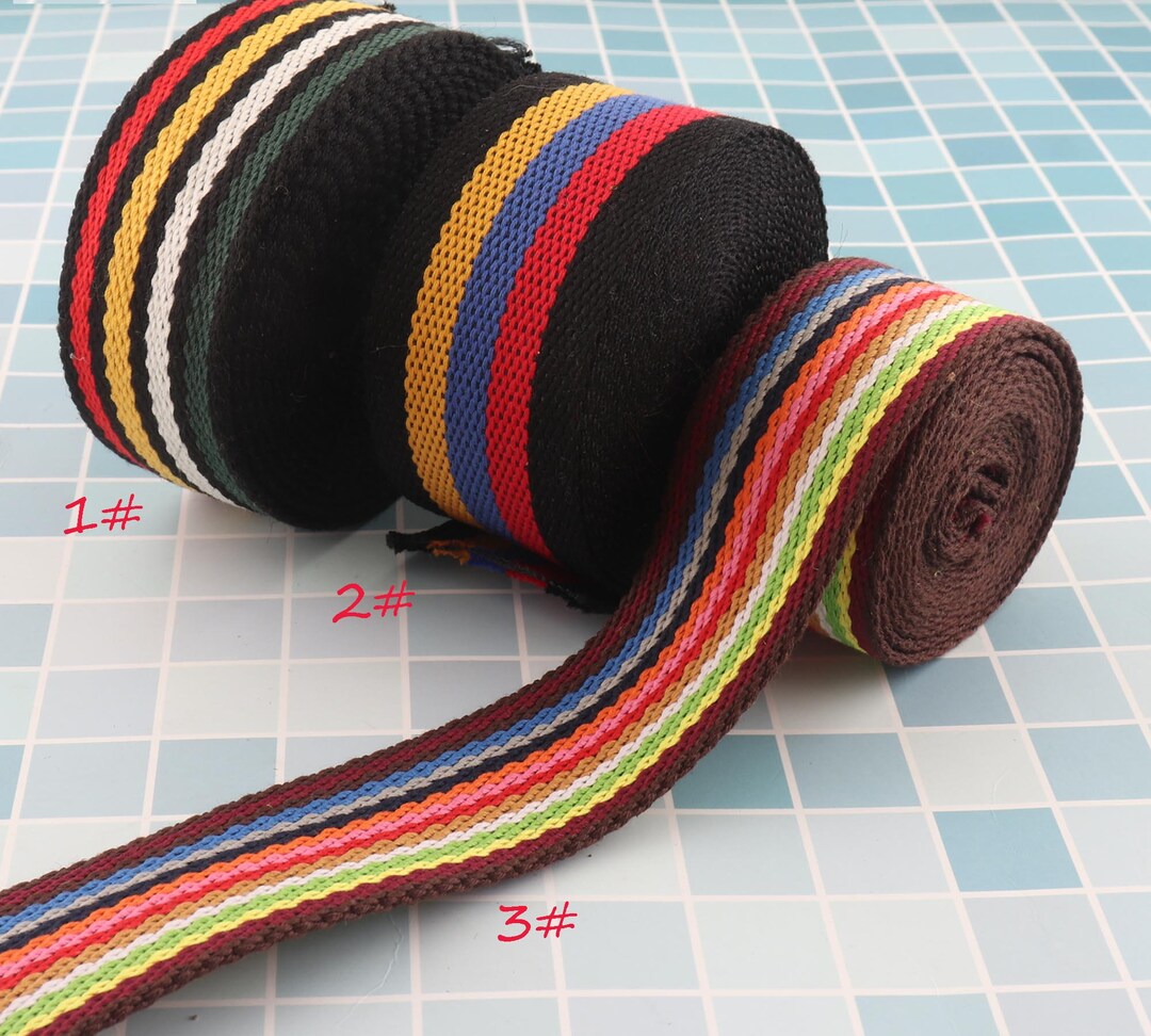 38/45mm Cotton Webbing Colorful Stripe Soft Smooth Webbing Purse Leash ...