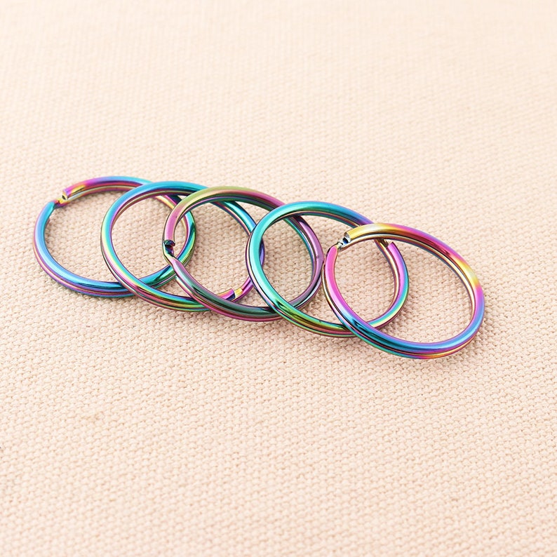 15pc 25*22mm Rainbow Split Key Rings Metal Round Rings for Key Chain ...