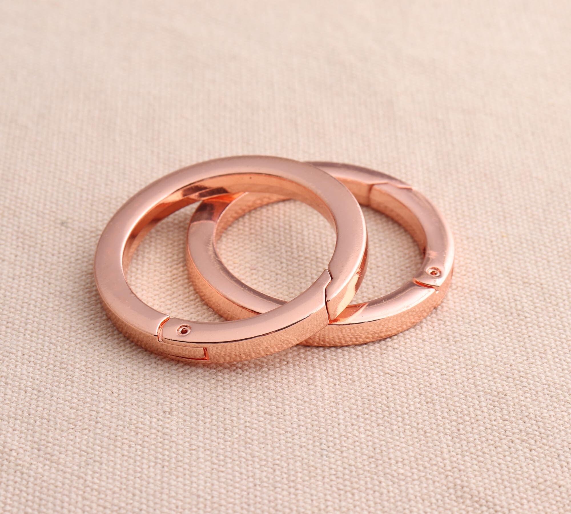 10pcs Rose Gold 26/34mm Inner Flat Spring Ring Clasps Openable Ring ...