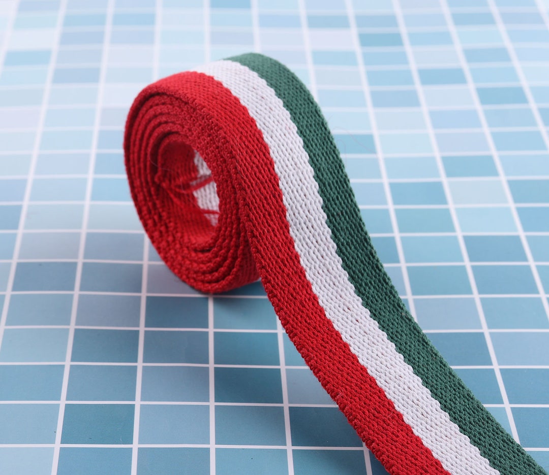 38mm Singelband,soft Smooth Webbing ,red,white and Green Stripe Webbing ...
