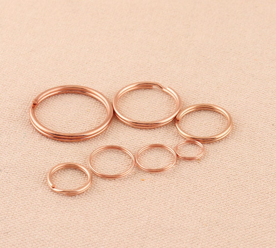 100pcs 10/12/14/15/16/20/25/30mm Key Ring Rose Gold Color Key Chain ...