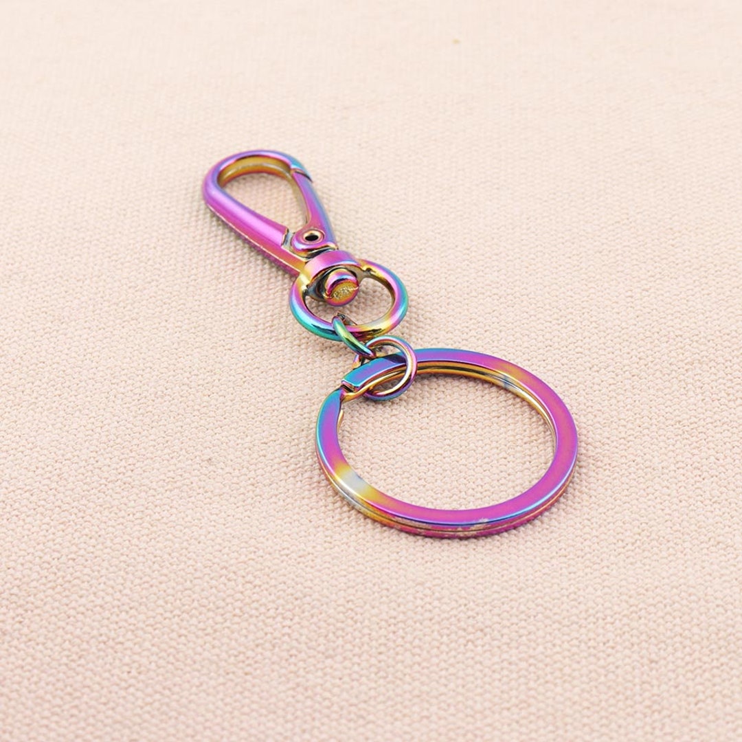 2pcs Rainbow Keychain Rings 85mm Lobster Clasp Keychains With Rainbow ...