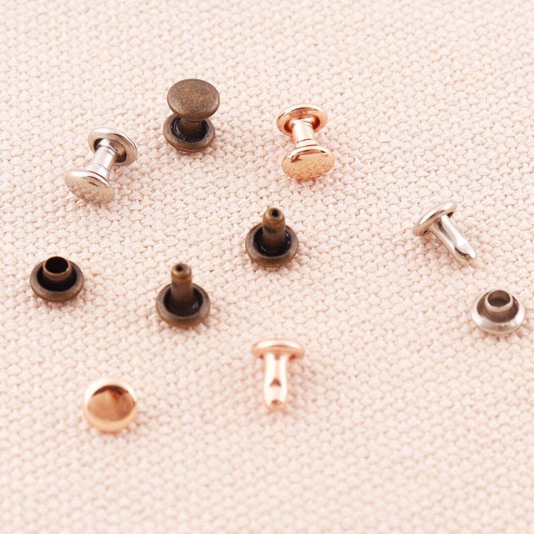 200pcs Double Cap Rivets 6*5mm Round Rapid Rivet Punk Rock Rose Gold ...