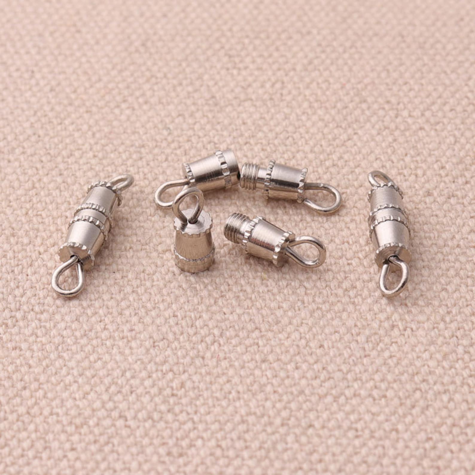 20pcs Silver Metal Barrel Screw Clasp 16mm With Loops Necklace - Etsy