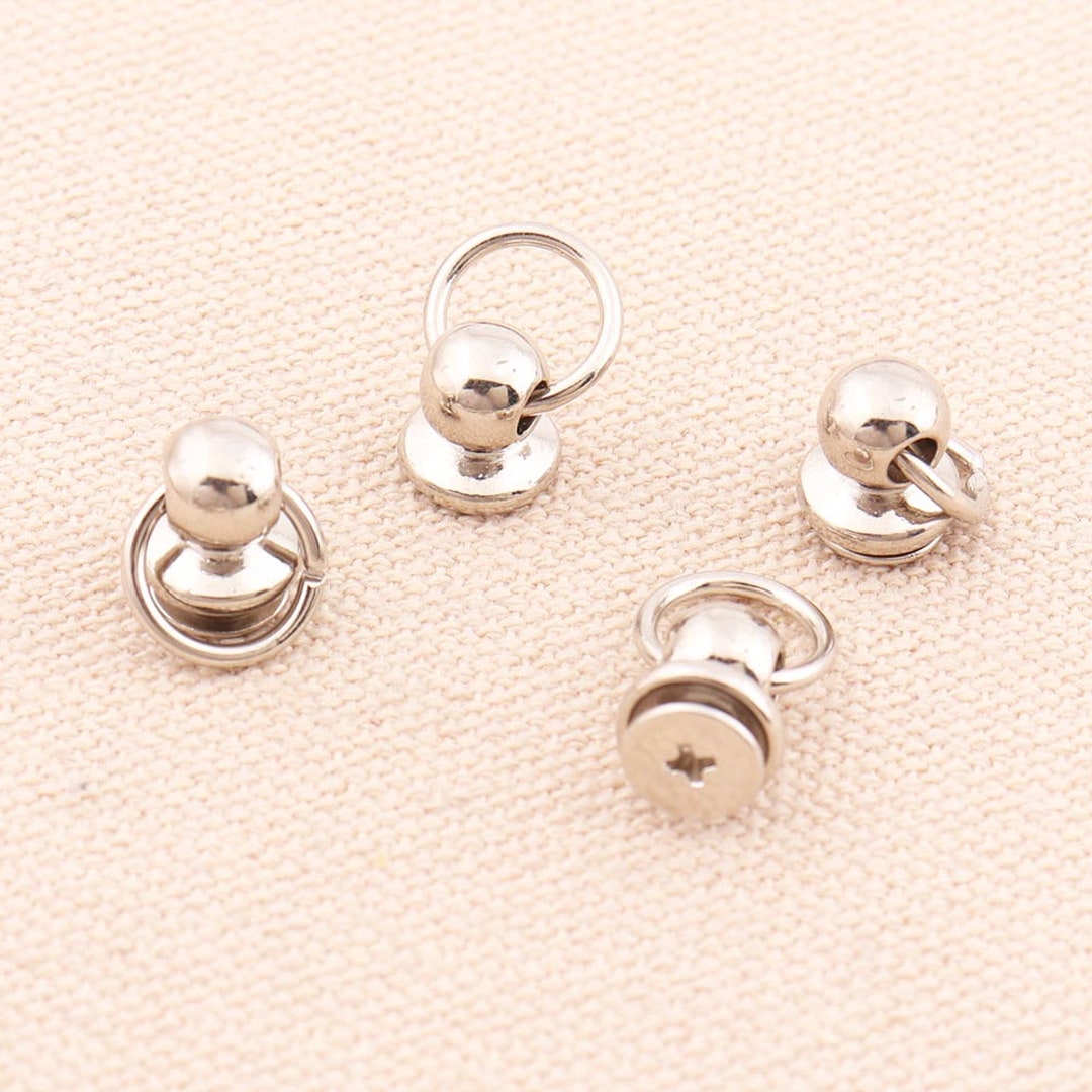 30sets Small Pull Ring Silver Metal Pull Ring Round Rivet Stud ...