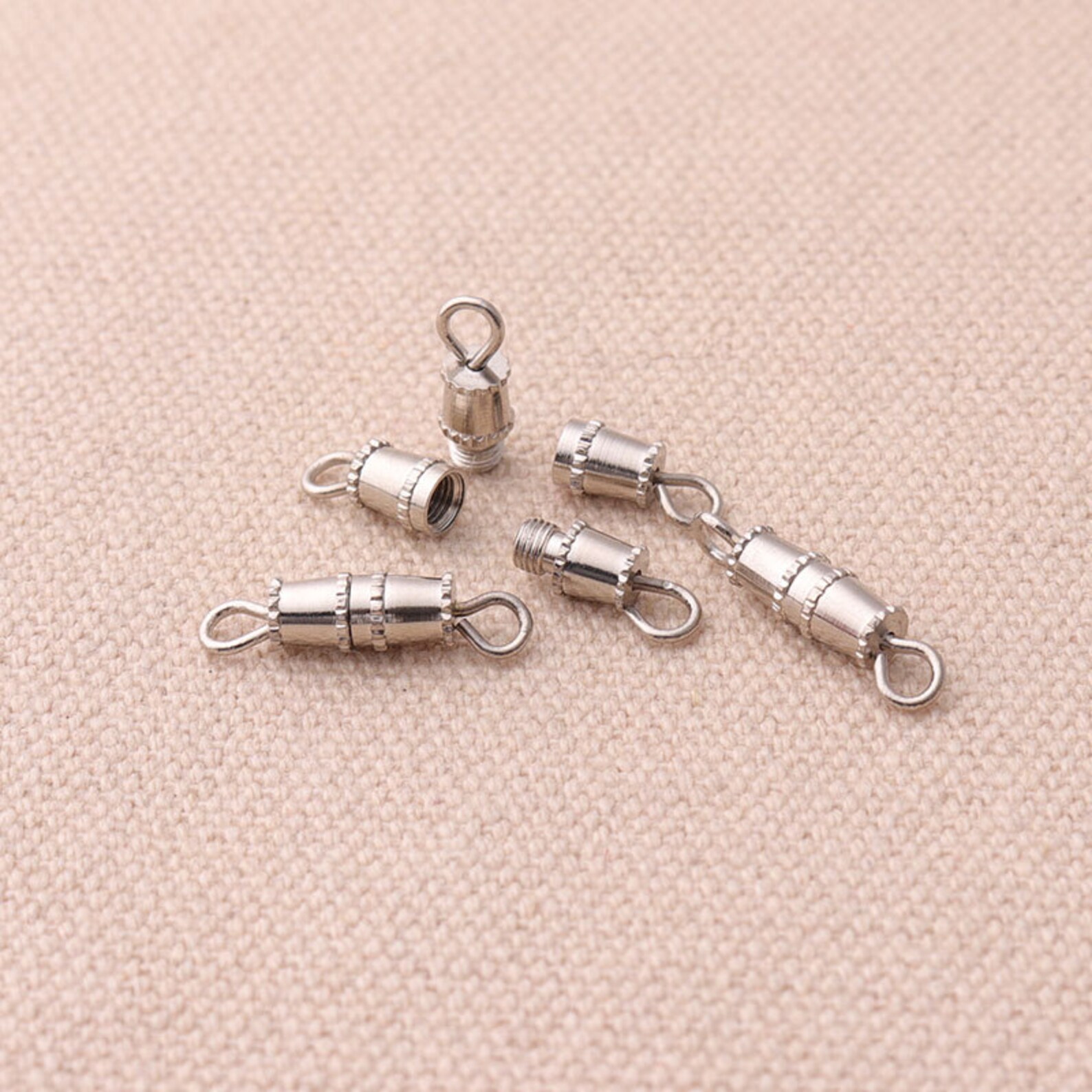 20pcs Silver Metal Barrel Screw Clasp 16mm With Loops Necklace - Etsy