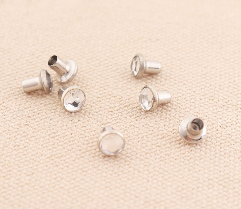 100pc Silver Rhinestone Rivets Nailhead Rivets Tiny Diamond - Etsy UK