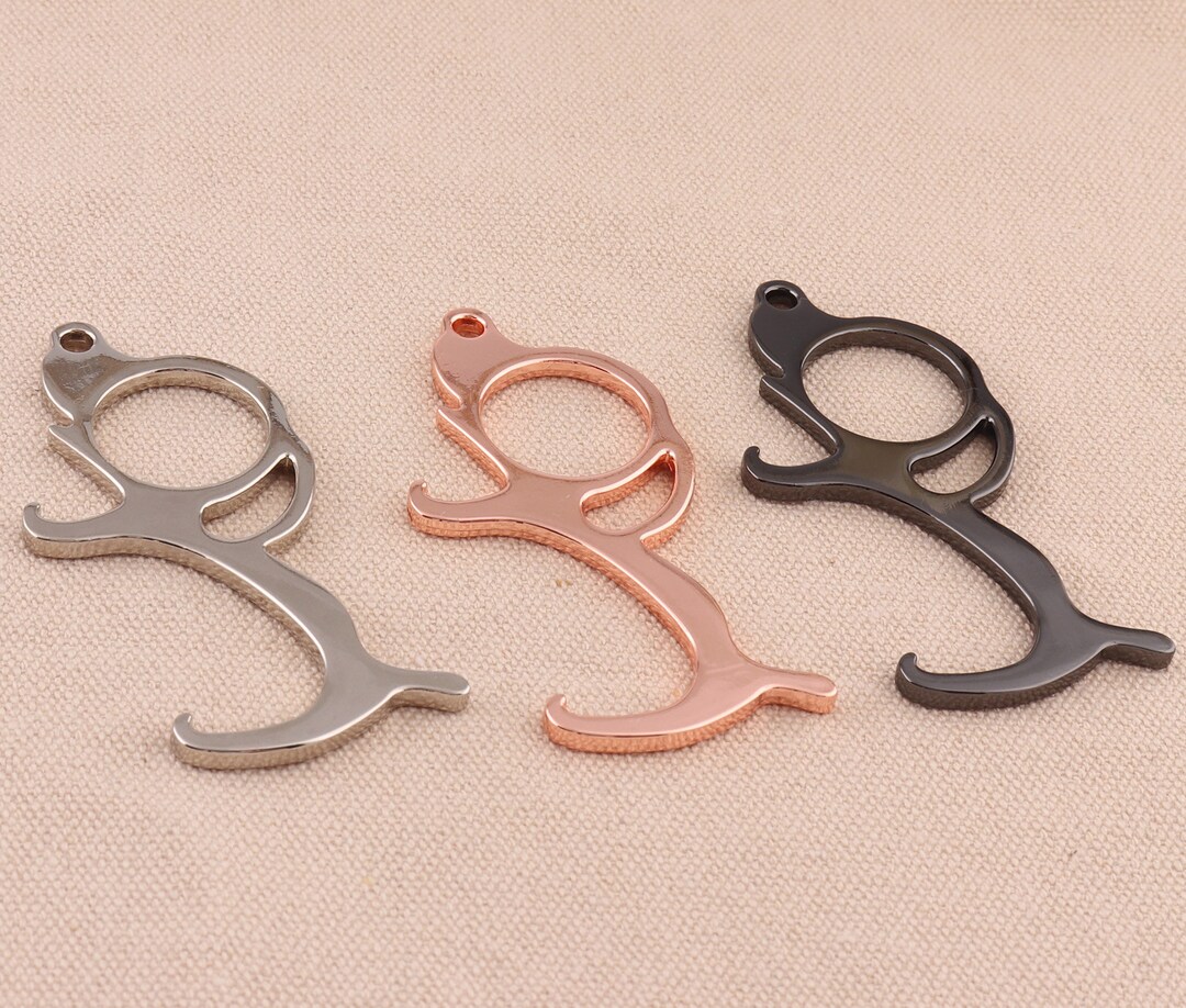 Silver/rose Gold No Touch Tool Door Opener Button Pusher Keychain Touch ...