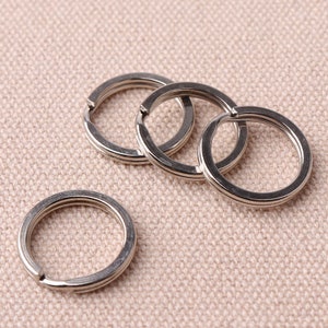 20pcs Small Flat Key Rings 17*14mm Metal Silver Split Round Rings ...