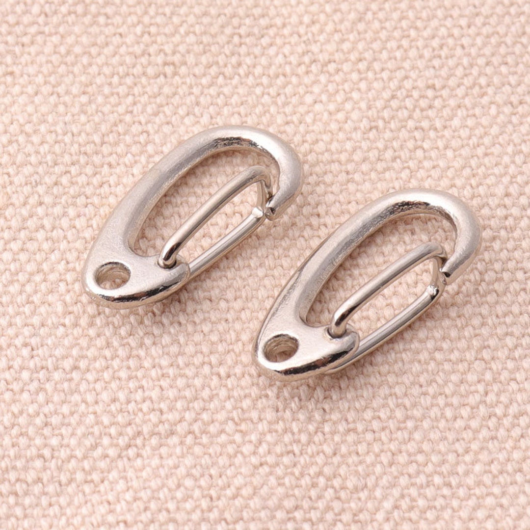 100pcs 21*11mm Spring Clasp Silver Carabiner Hook Push Gate Snap Hook ...