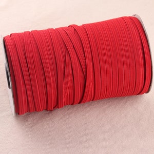 1/4" (6mm)elastic Band Red Color Flat Elastic Cord Stretch Cord High ...