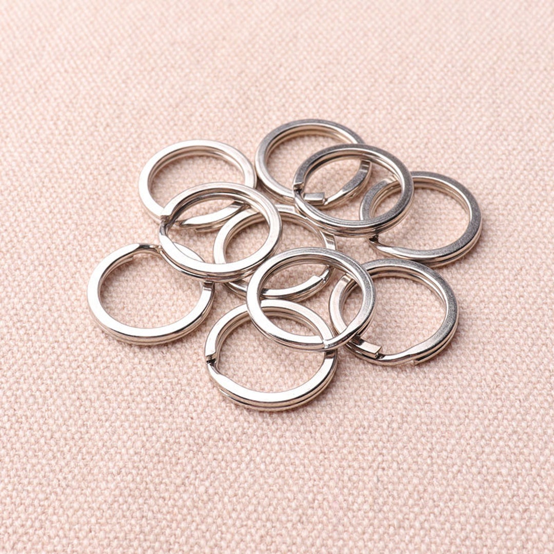 Silver Round Flat Split Rings for Key Ring and Key Chains 30pcs Flat ...