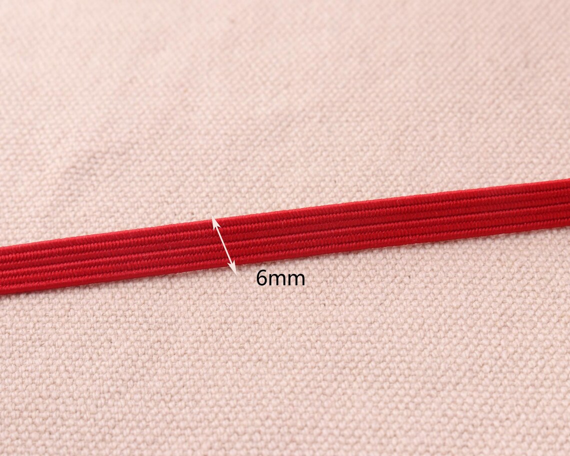 1/4 6mmelastic Band Red Color Flat Elastic Cord - Etsy
