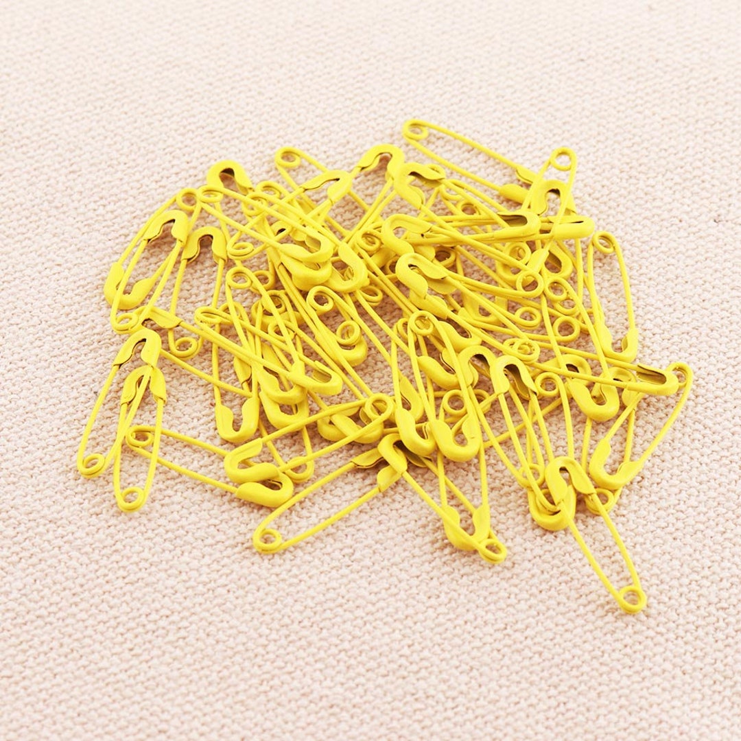 100pcs 19mm Small Safety Pins Yellow Clothing Pins Beautiful Color ...