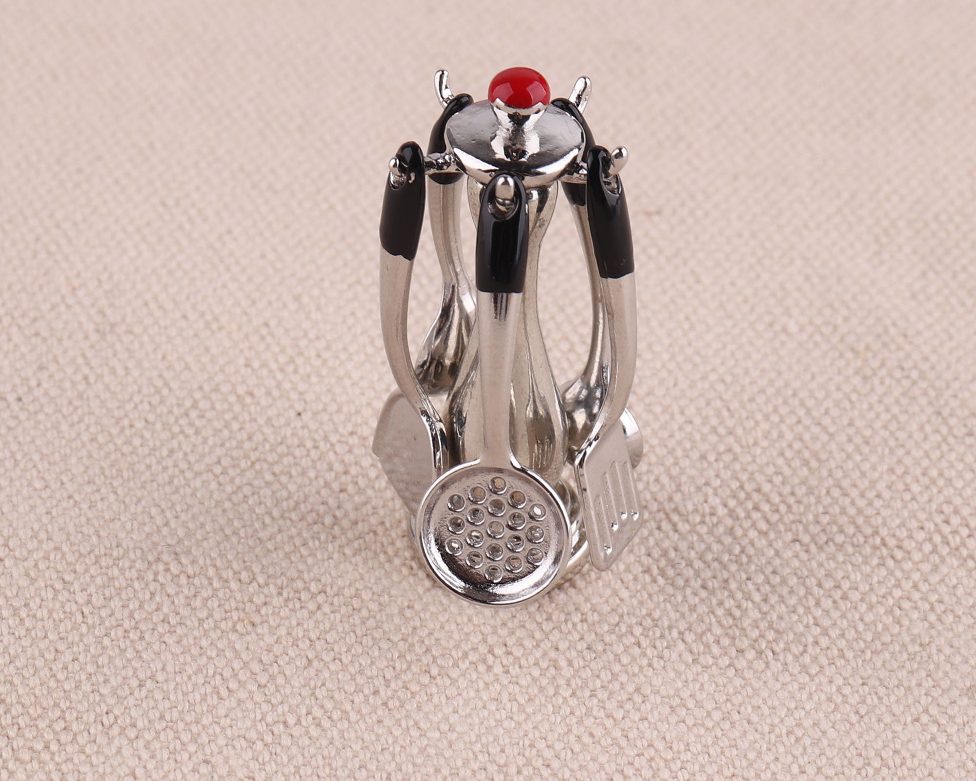 Dollhouse Miniature Metal Cooking Utensil Miniature Cookware With Stand ...