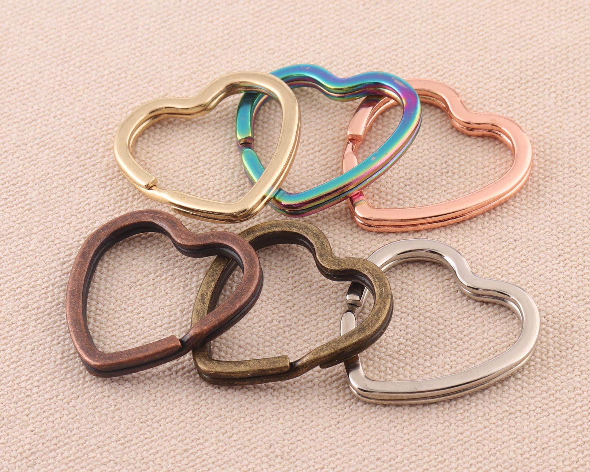 10pcs Heart Shape Key Ring Rose Gold /gold/nickel/bronze/copper/rainbow ...
