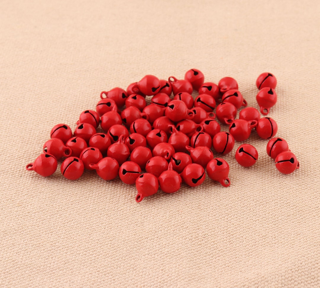 100pcs 7mm Red Color Small Bell Jingle Bells Loose Beads for Christmas ...
