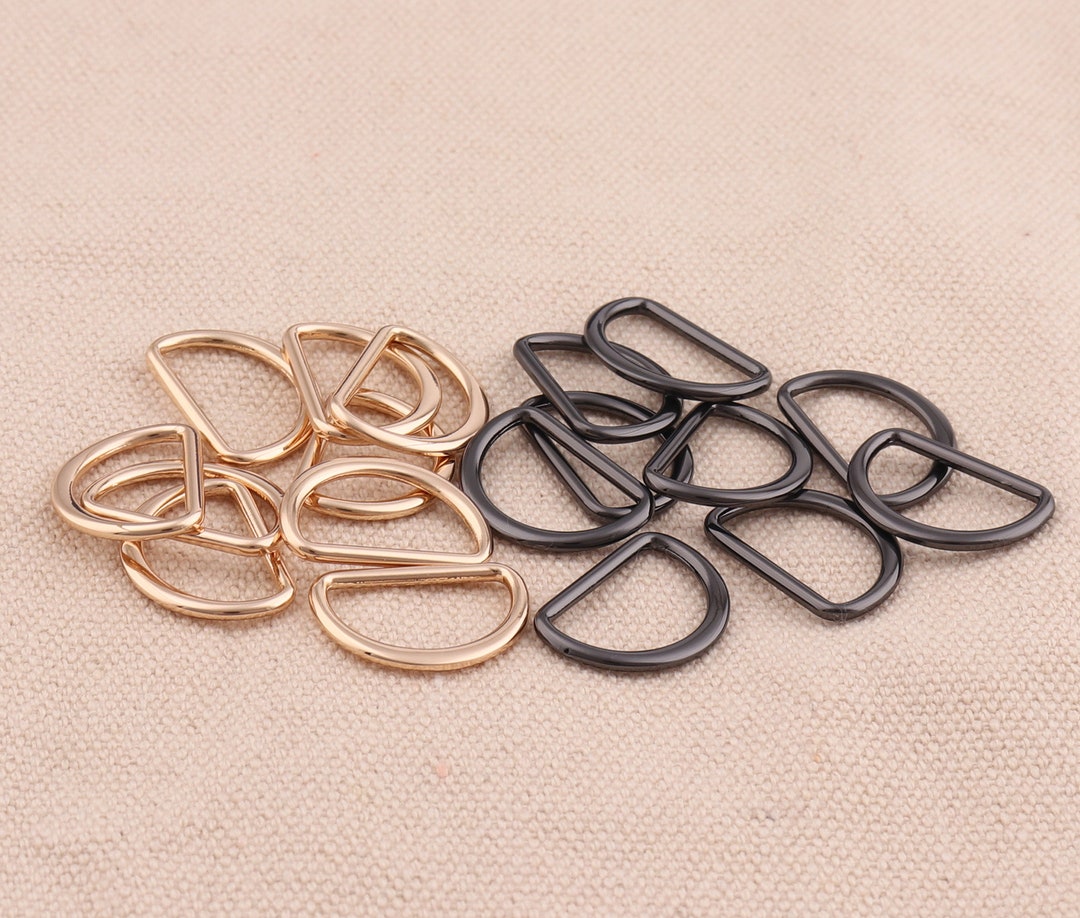Purse Ring Gold and Gunmetal D Rings,15 Mm Metal D Shape Ring Buckles ...