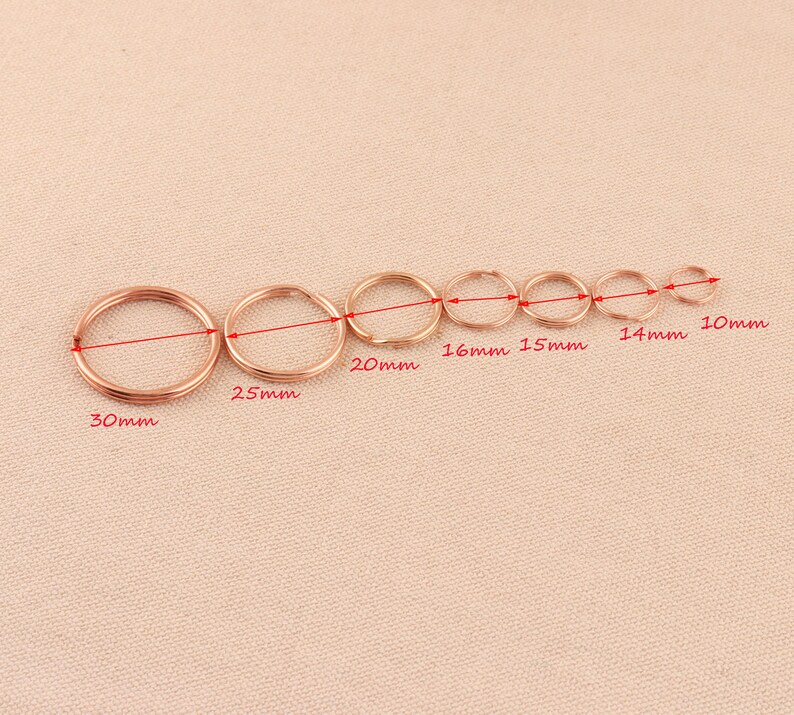 100pcs 10/12/14/15/16/20/25/30mm Key Ring Rose Gold Color Key Chain ...