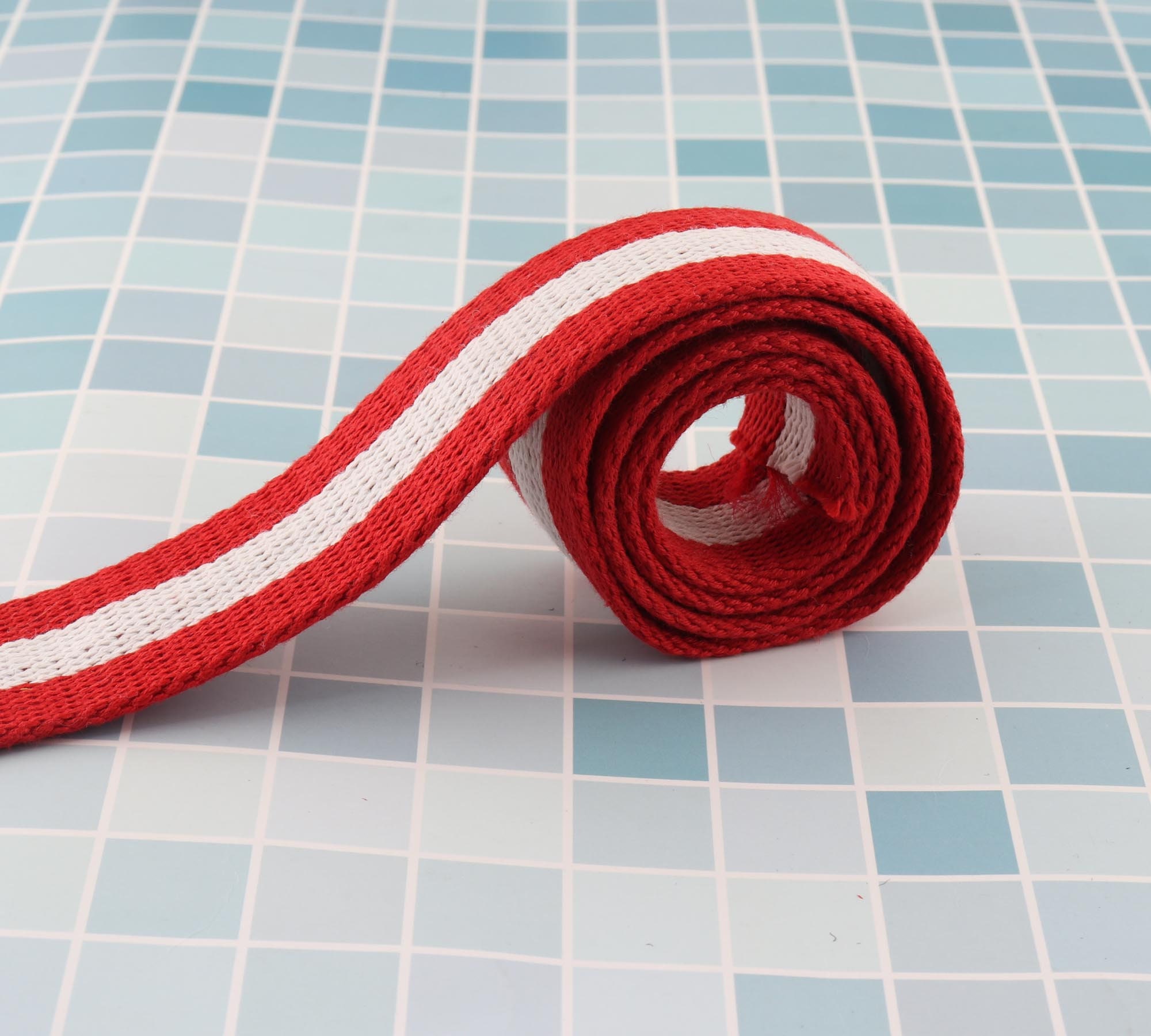 3 yards nylon webbing stripe red & white color strong Cotton | Etsy