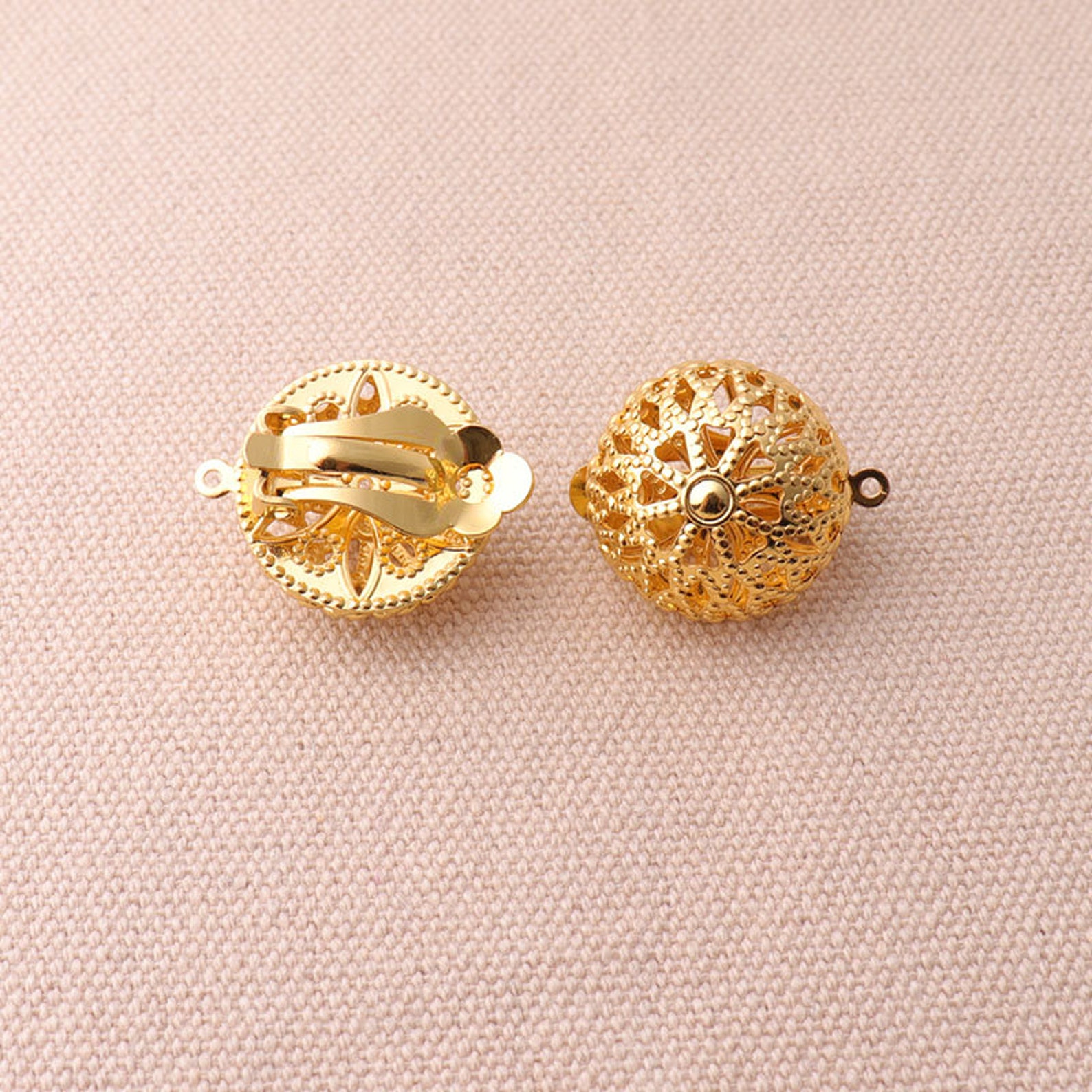 6pairs Gold Earring Clip With Filigree Design Non Pierced Ears - Etsy