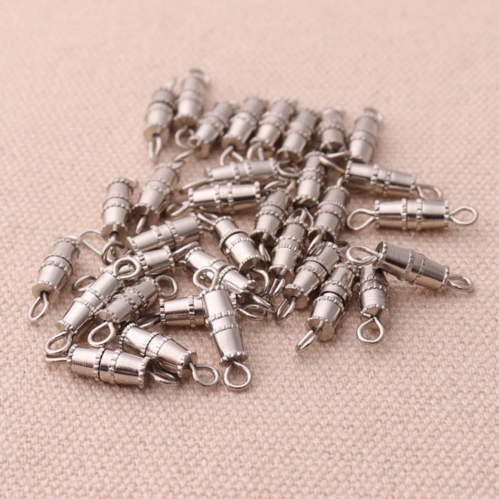 20pcs Silver Metal Barrel Screw Clasp 16mm With Loops Necklace - Etsy