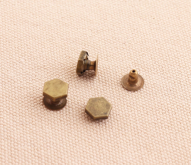 50pc Hexagon Bronze Single Cap Rivets 8mmleathercraft Rivet - Etsy